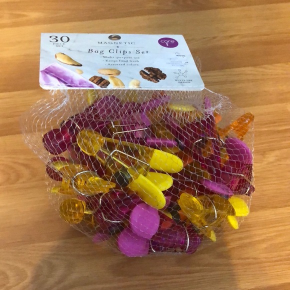 Core | Kitchen | New 3 Piece Magnetic Bag Clips Set Pink Orange And ...